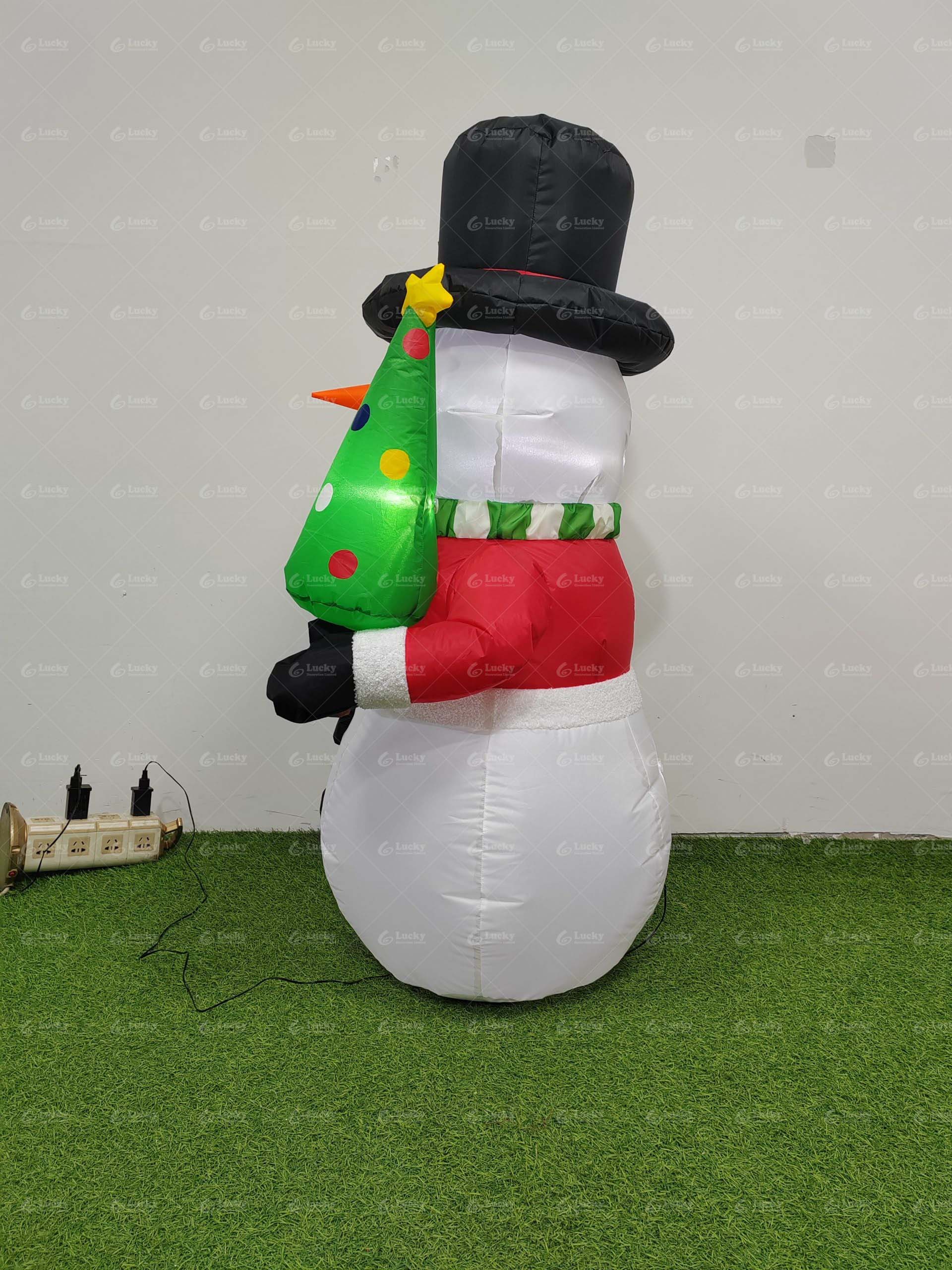 4FT TALL INFLATABLE SNOWMAN WITH CHRISTMAS TREE PERFECT HOLIDAY XMAS ...