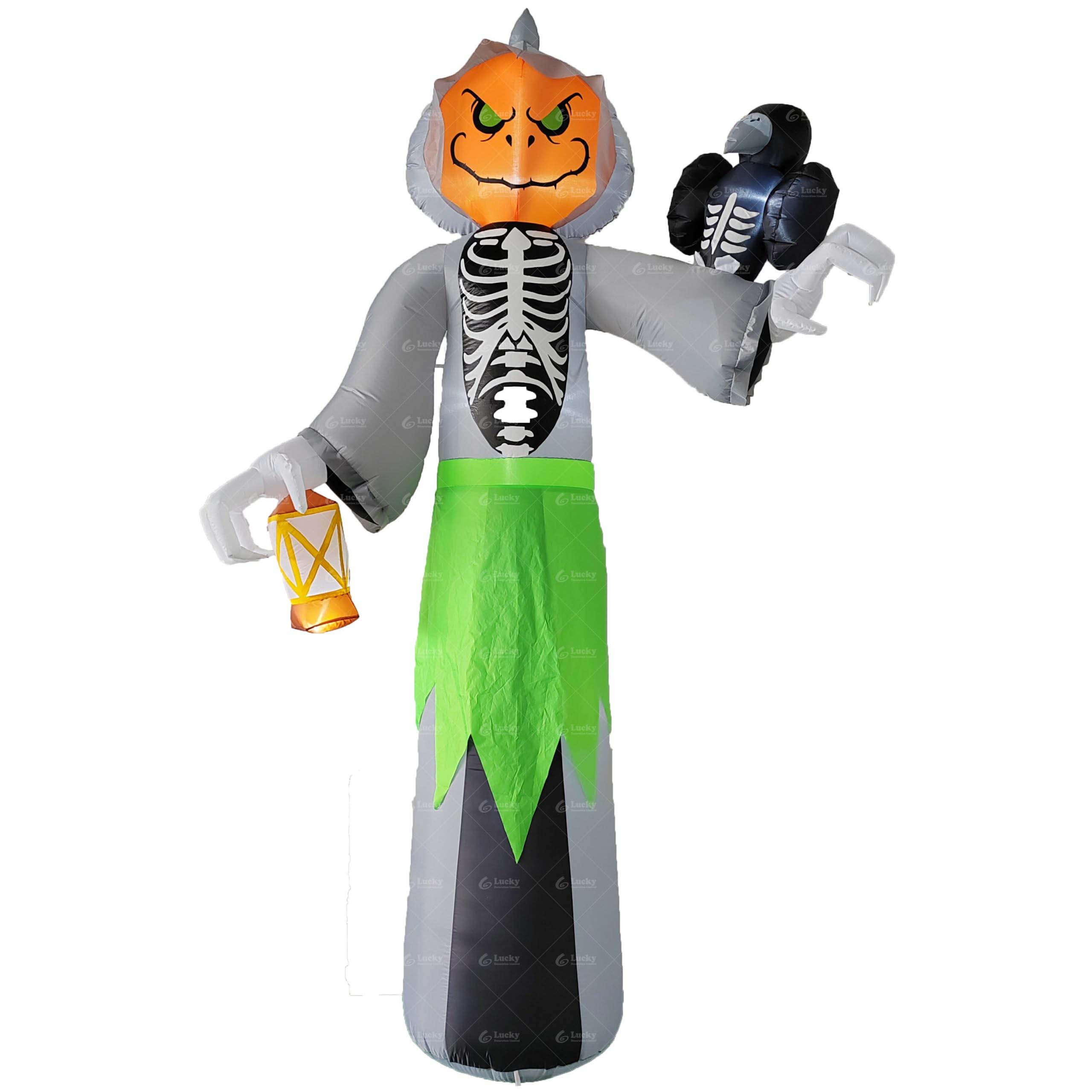 HALLOWEEN INFLATABLE PUMPKIN REAPER DECORATION WITH LED LIGHTED BLOW UP ...