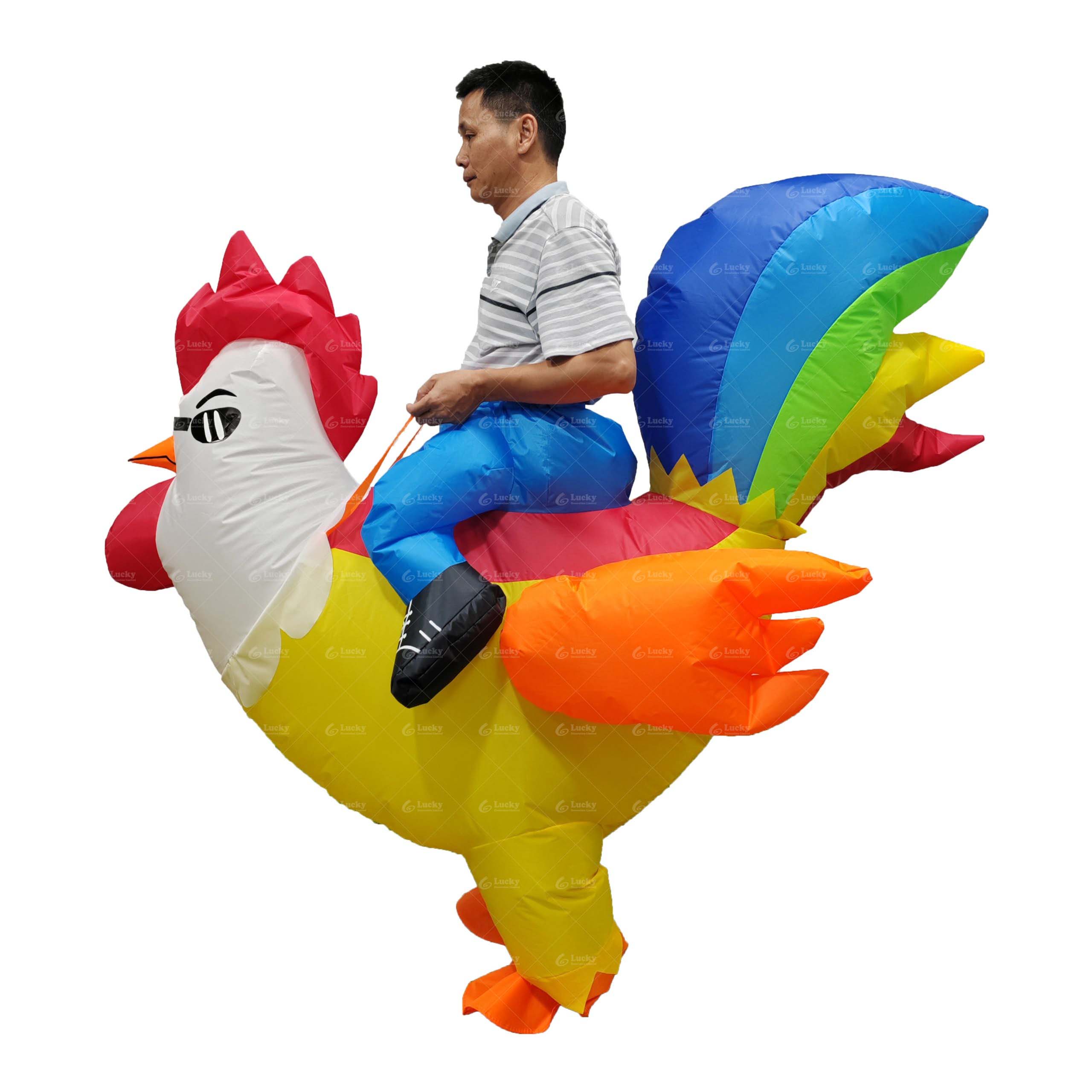 INFLATABLE COSTUME ADULT ROOSTER RIDE ON CHICKEN BLOW UP FANCY DRESS ...