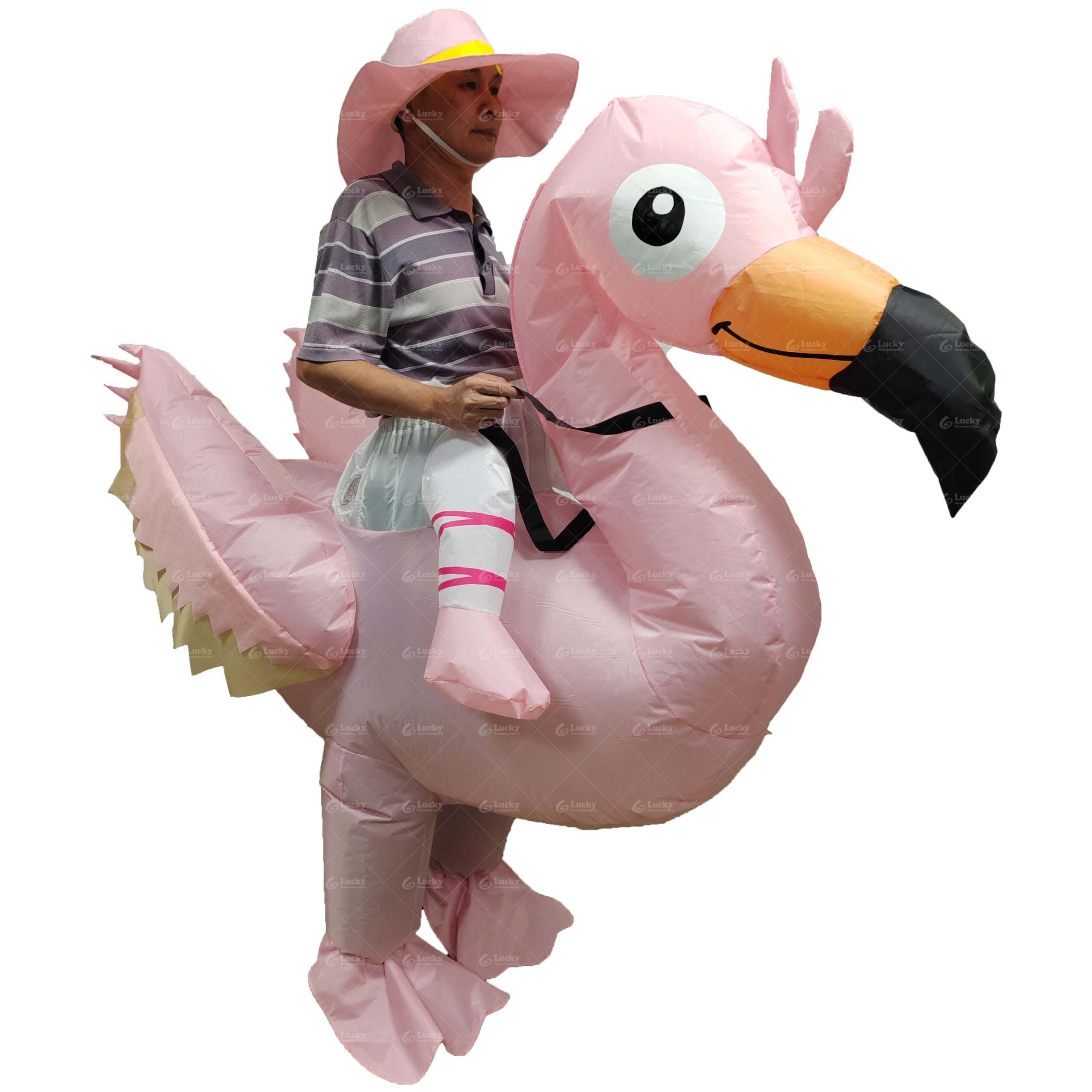 INFLATABLE FLAMINGO COSTUME COSTUME RIDING ON FLAMINGO BLOW UP FANCY ...