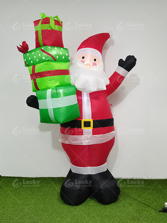 8FT GIANT CHRISTMAS INFLATABLE GIFT BAG SANTA CLAUS FOR PARTY GARDEN ...