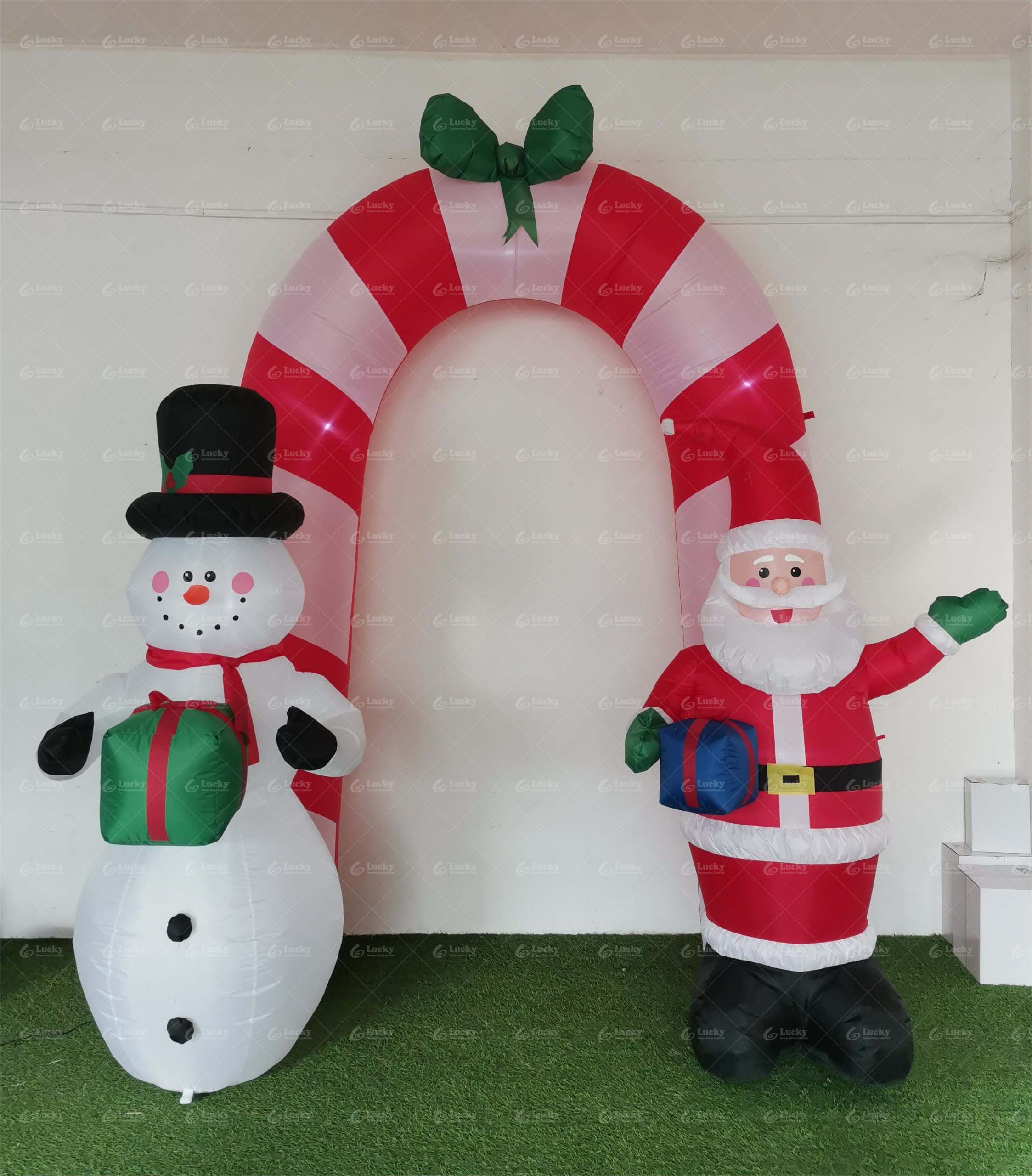 9FT CHRISTMAS INFLATABLE OUTDOOR LIGHTED CANDY ARCHWAY SNOWMAN WITH ...