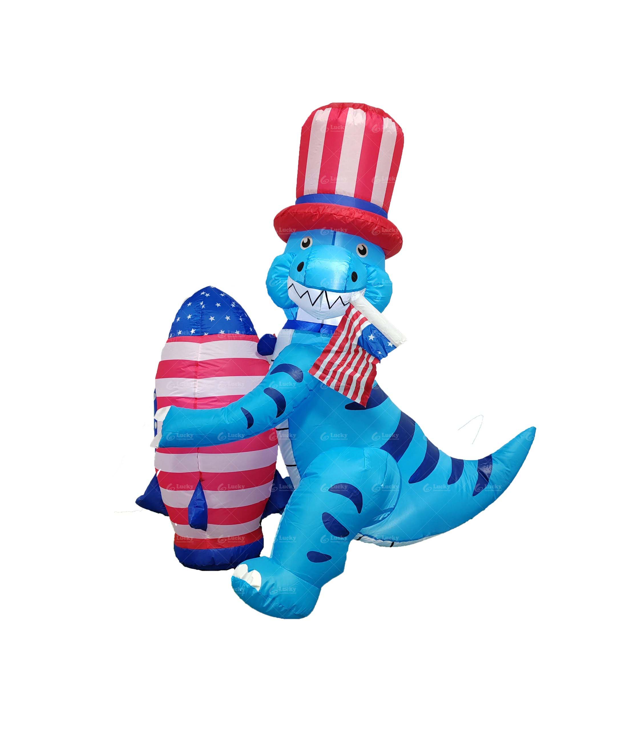 4th of July Inflatable Independent Dinosaur with Rocket and America ...