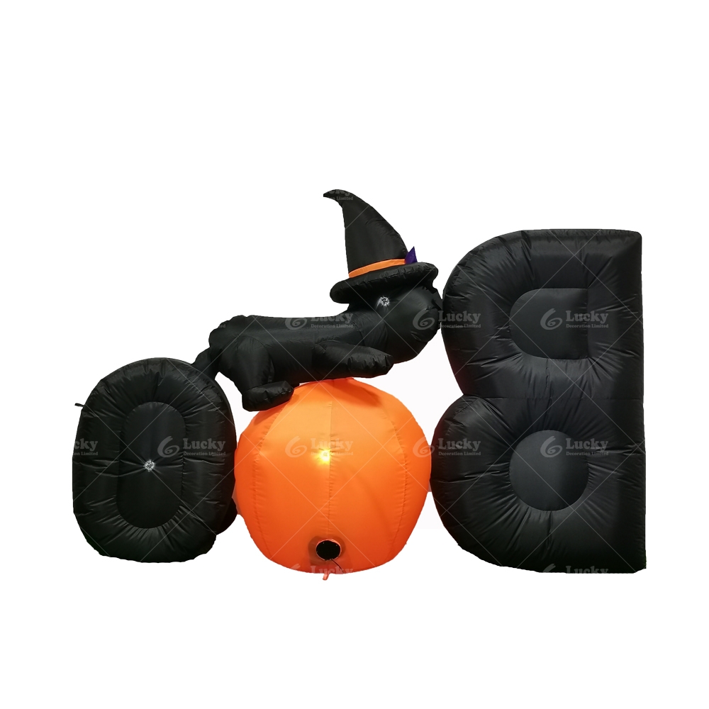 Halloween Inflatable Black Cat Ghost Pumpkin Boo LED Lights Outdoor ...