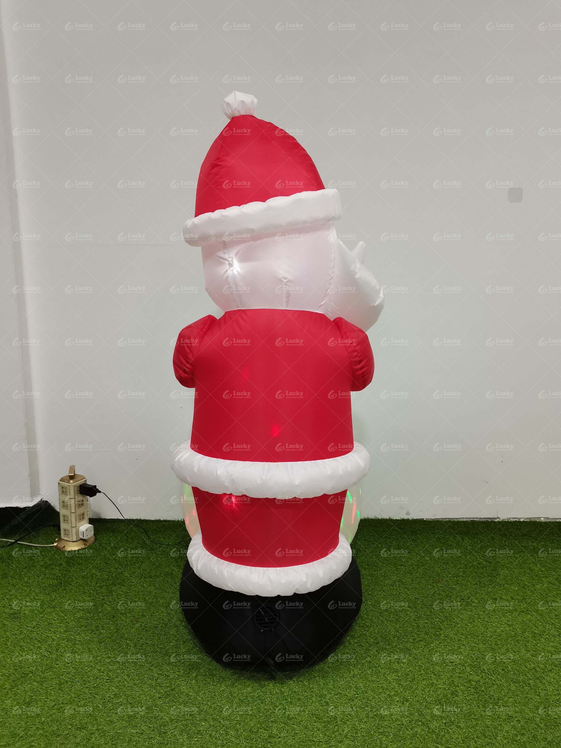 5FT SANTA WITH GIFTBAG WITH ROTATING LIGHTS CHRISTMAS INFLATABLE PARTY ...