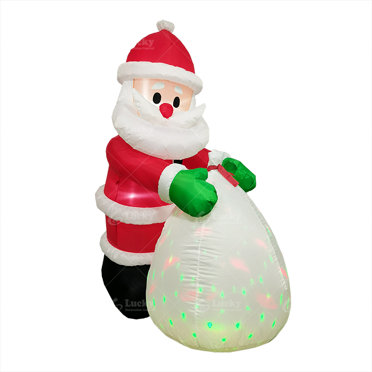 5FT SANTA WITH GIFTBAG WITH ROTATING LIGHTS CHRISTMAS INFLATABLE PARTY ...