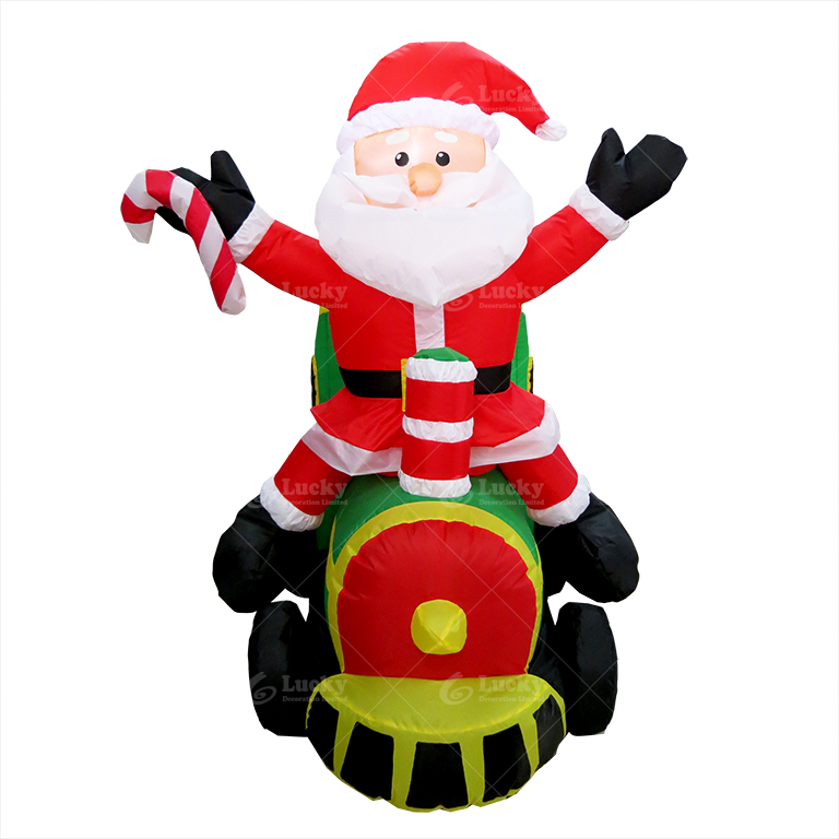 8FT LED LIGHTED INFLATABLES CHRISTMAS TRAIN WITH SANTA CLAUS PENGUIN ...