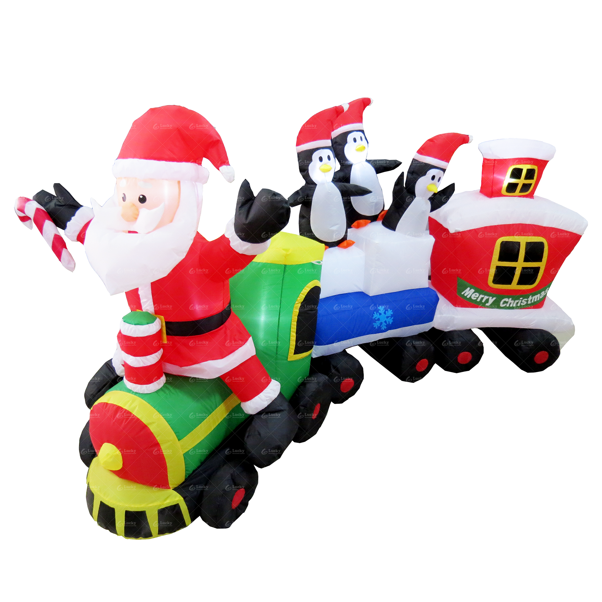 8FT LED LIGHTED INFLATABLES CHRISTMAS TRAIN WITH SANTA CLAUS PENGUIN ...