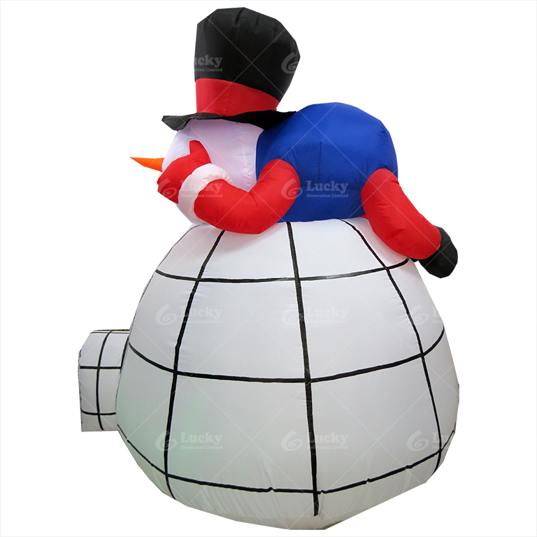 6FT INFLATABLE SNOWMAN LYING ON THE IGLOO COLOURFUL ROTATING LIGHTS FOR ...