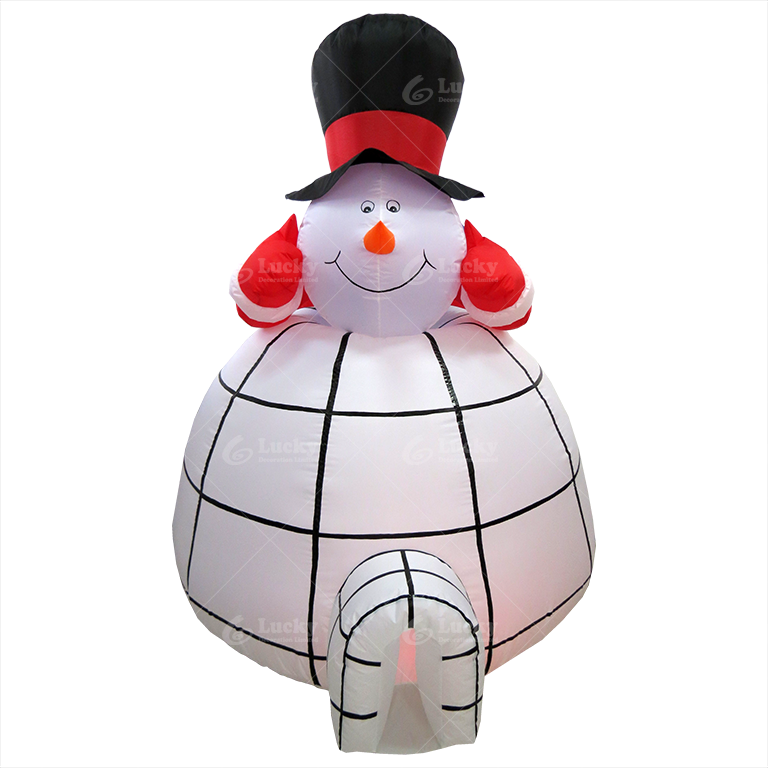 6FT INFLATABLE SNOWMAN LYING ON THE IGLOO COLOURFUL ROTATING LIGHTS FOR ...