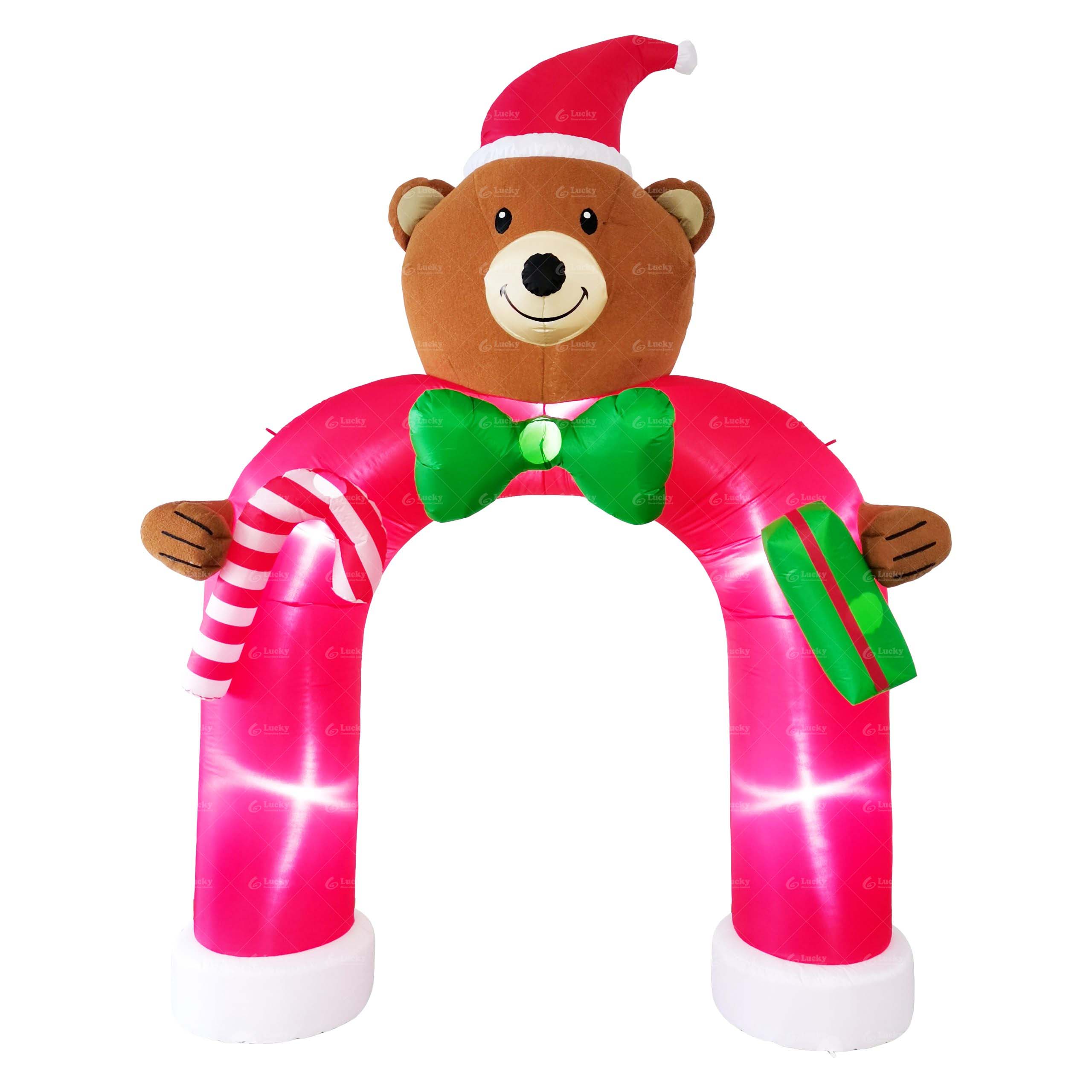 9FT CHRISTMAS INFLATABLE ANIMATED LED FUZZY PLUSH TEDDY BEAR ARCHWAY ...