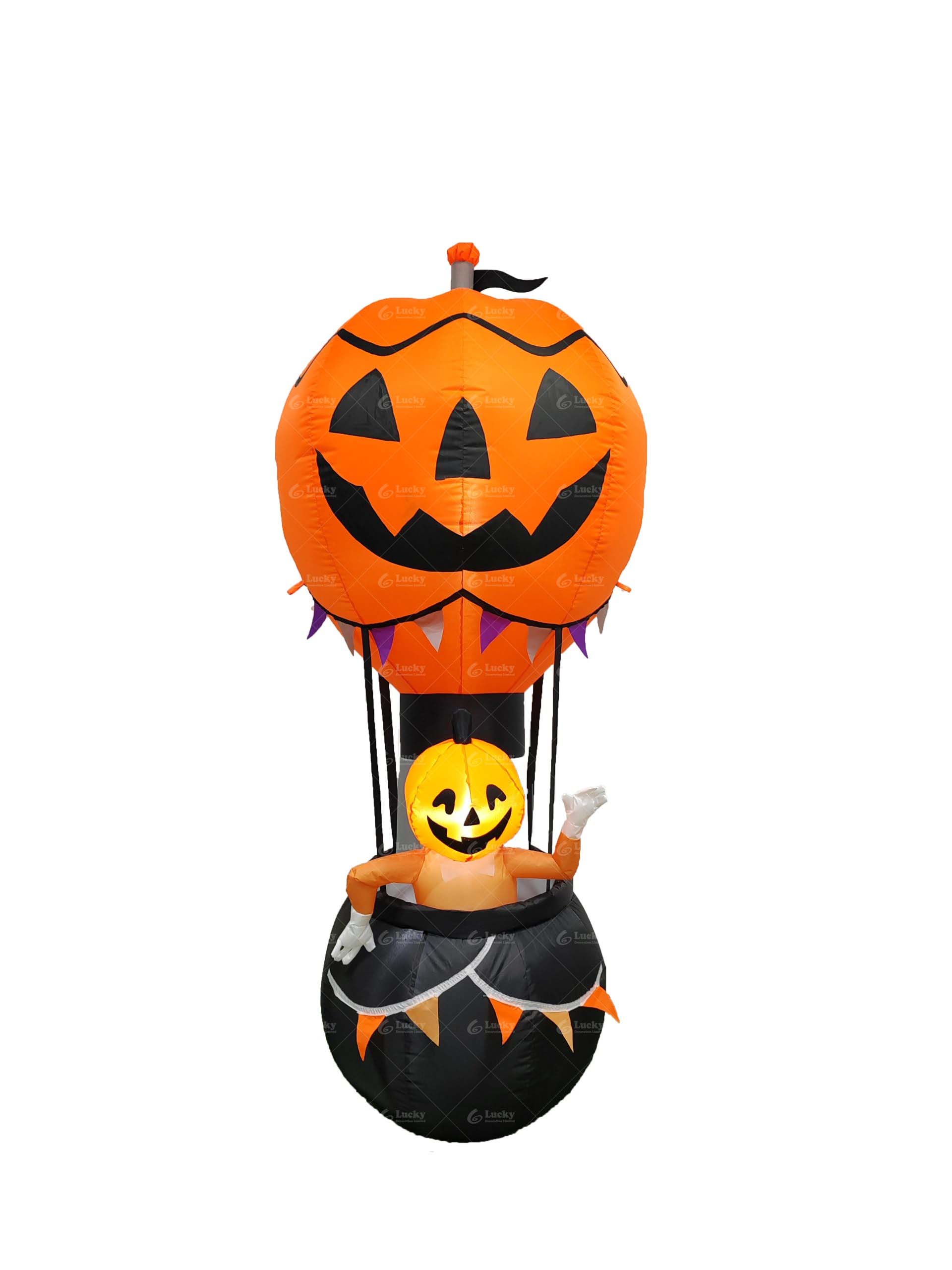 HALLOWEEN INFLATABLE DECORATION PUMPKIN MAN TAKES A HOT AIR BALLOON ...