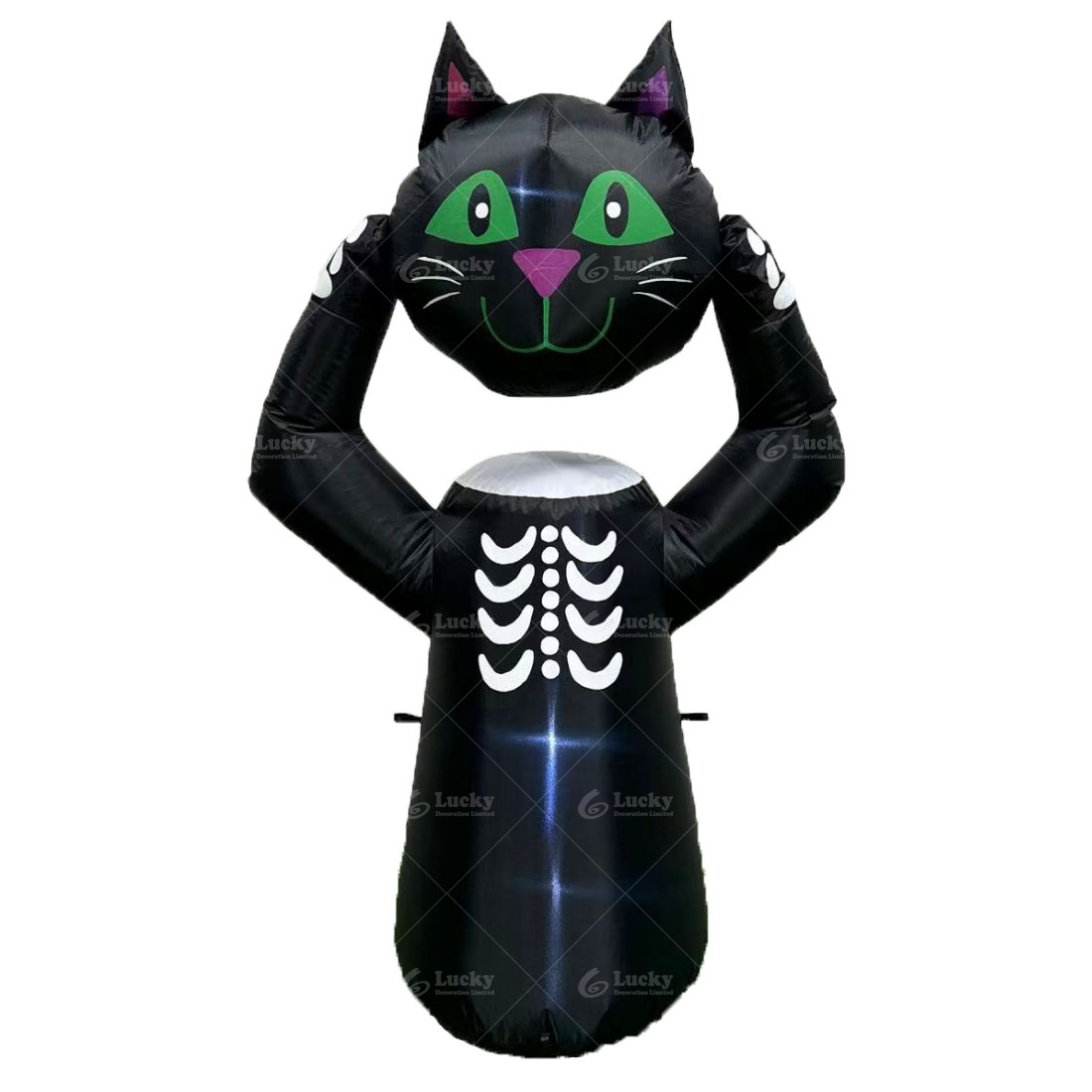 4FT HALLOWEEN INFLATABLE DECORATION BLACK CAT HOLDING HEAD WITH LED ...
